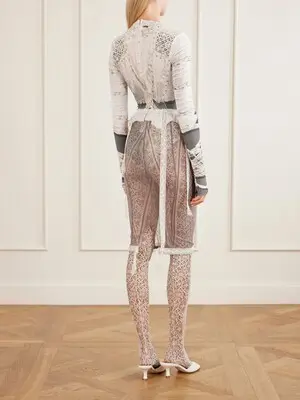 DILARA FINDIKOGLU Past Edges" Lace-trimmed Mesh Midi Skirt
