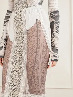 DILARA FINDIKOGLU Past Edges" Lace-trimmed Mesh Midi Skirt