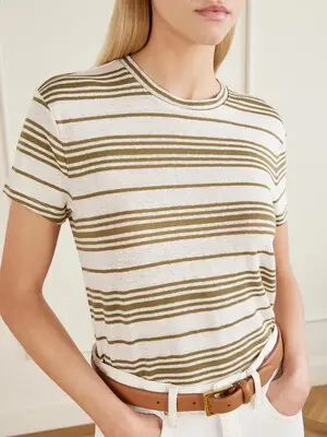 FRAME Striped Linen T-shirt
