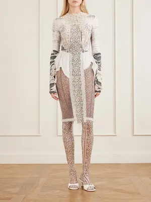 DILARA FINDIKOGLU Past Edges' Lace-trimmed Stretch-jersey Bodysuit