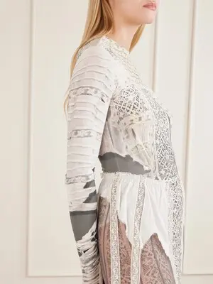 DILARA FINDIKOGLU Past Edges' Lace-trimmed Stretch-jersey Bodysuit