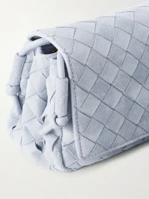 Bottega Veneta Notturno Intrecciato Suede Shoulder Bag