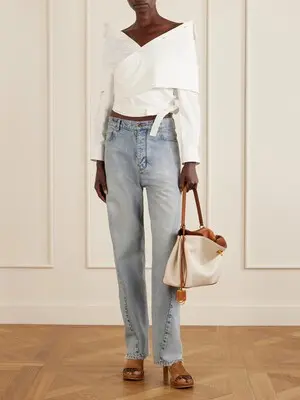 Balenciaga Off-the-shoulder Cotton Poplin Blouse