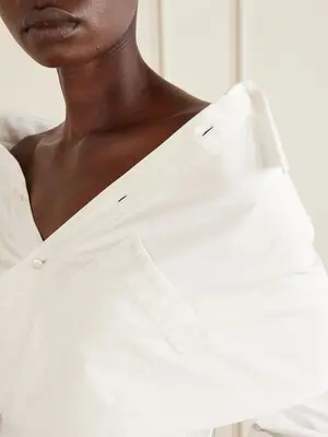 Balenciaga Off-the-shoulder Cotton Poplin Blouse