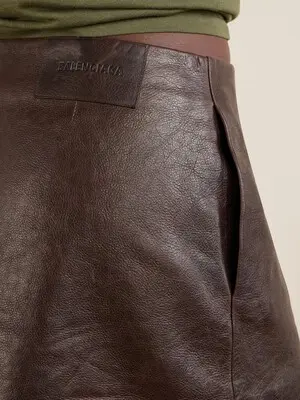 Balenciaga Crinkled Leather Mini Skirt