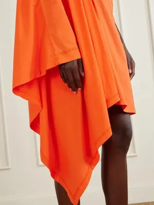 Balenciaga One-sleeve Draped Cotton-jersey Mini Dress