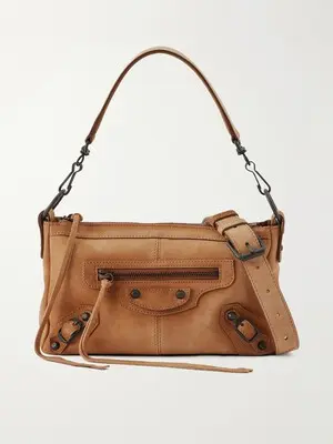 Balenciaga Le City Moto Mini Suede Shoulder Bag