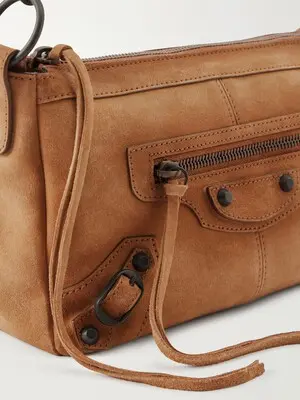 Balenciaga Le City Moto Mini Suede Shoulder Bag