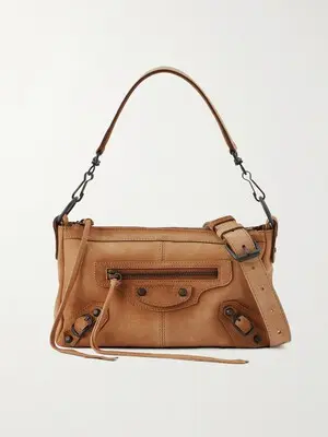 Balenciaga Le City Moto Mini Suede Shoulder Bag - Brown