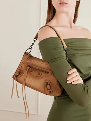 Balenciaga Le City Moto Mini Suede Shoulder Bag - Brown