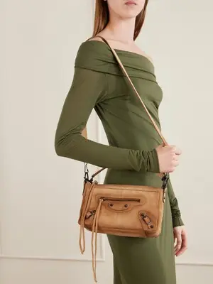 Balenciaga Le City Moto Mini Suede Shoulder Bag - Brown