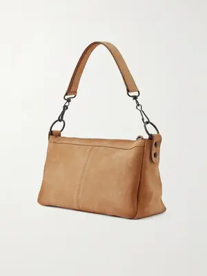 Balenciaga Le City Moto Mini Suede Shoulder Bag - Brown