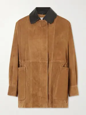 Nour Hammour Grange Gathered Suede Jacket - Brown