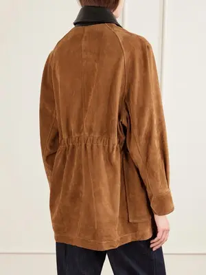 Nour Hammour Grange Gathered Suede Jacket - Brown