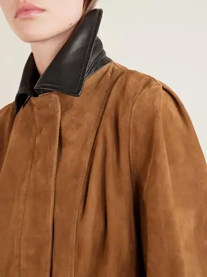 Nour Hammour Grange Gathered Suede Jacket - Brown