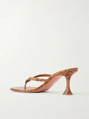 Amina Muaddi Juliette 70 Snake-effect Leather Thong Sandals - Animal Print