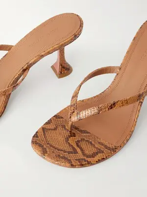 Amina Muaddi Juliette 70 Snake-effect Leather Thong Sandals - Animal Print