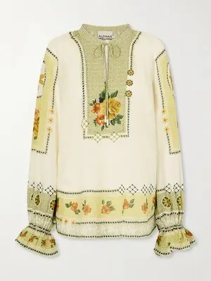 ALEMAIS Dixie Floral-print Ramie Top