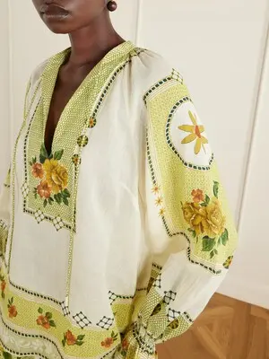 ALEMAIS Dixie Floral-print Ramie Top