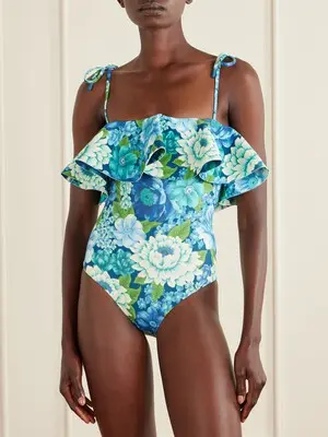 ALEMAIS Margo Ruffled Floral-print One-piece Swimsuit