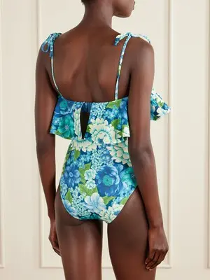 ALEMAIS Margo Ruffled Floral-print One-piece Swimsuit