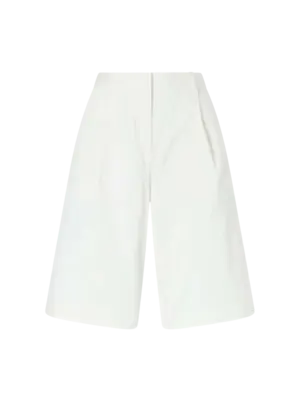 Matteau Pleated Organic Cotton-blend Twill Shorts - White