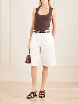 Matteau Pleated Organic Cotton-blend Twill Shorts