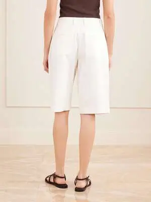 Matteau Pleated Organic Cotton-blend Twill Shorts