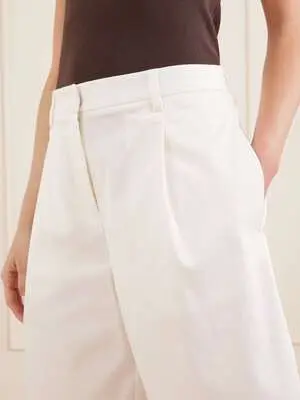 Matteau Pleated Organic Cotton-blend Twill Shorts