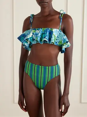 ALEMAIS Margo Ruffled Floral-print Bikini Top