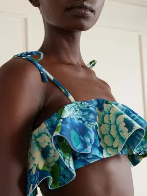 ALEMAIS Margo Ruffled Floral-print Bikini Top