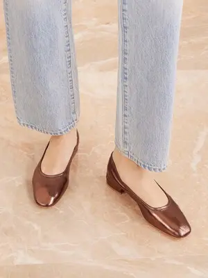MARYAM NASSIR ZADEH Serafina Leather Ballet Flats - Metallic