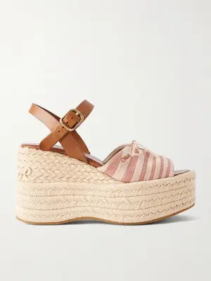 Chloé Leather-trimmed Striped Canvas Platform Sandals - Pink