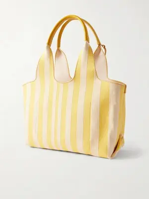 Chloé Striped Canvas Shoulder Bag With Leather Trim - Yellow