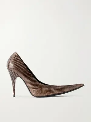 Acne Studios Snake-effect Leather Pointed Toe Pumps - Brown