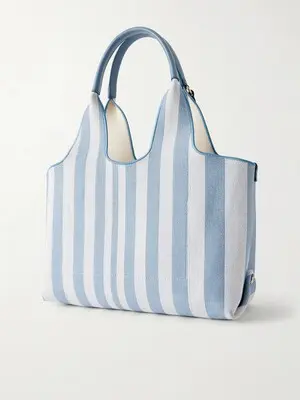Chloé Striped Canvas Shoulder Bag With Leather Trim