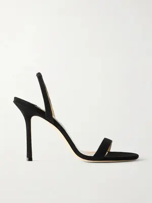 JIMMY CHOO Jenn 100 Suede Stiletto Sandals - Black