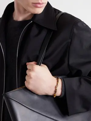 Luis Morais 14-karat Gold Tiger's Eye Beaded Bracelet