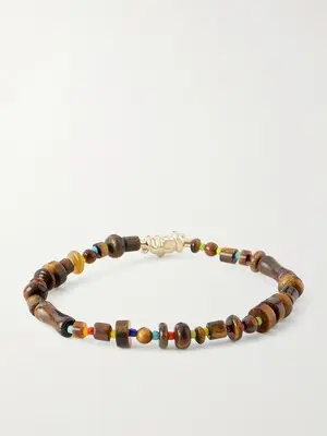 Luis Morais 14-karat Gold Tiger's Eye Beaded Bracelet