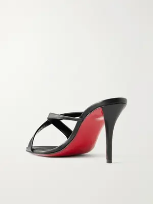 CHRISTIAN LOUBOUTIN Mulazee Cross 80 Leather Mules - Black
