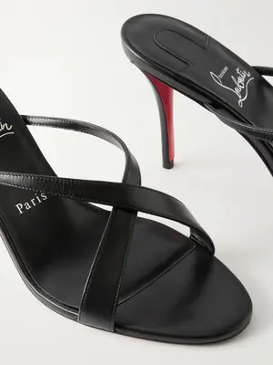 CHRISTIAN LOUBOUTIN Mulazee Cross 80 Leather Mules - Black