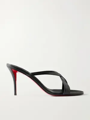 CHRISTIAN LOUBOUTIN Mulazee Cross 80 Leather Mules - Black