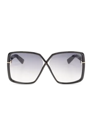 TOM FORD Yvonne Sunglasses With Gradient Lenses And Gold Tone Details - Black