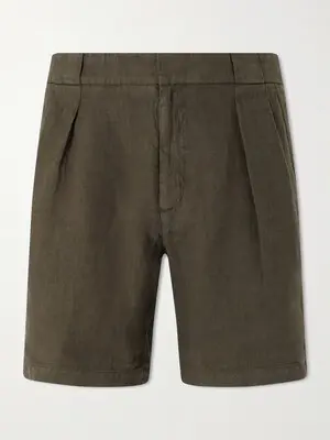 Mr P. Straight-leg Pleated Linen Shorts