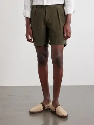 Mr P. Straight-leg Pleated Linen Shorts