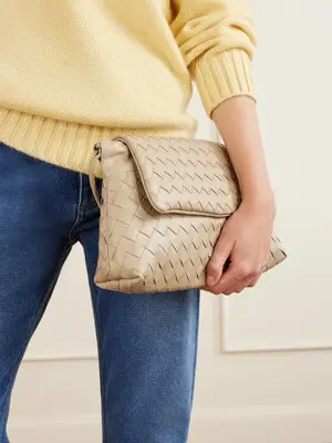 Bottega Veneta Giorno Intrecciato Leather Shoulder Bag - Neutrals