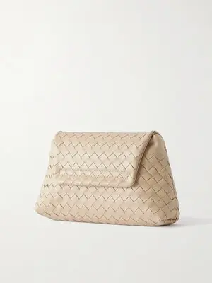 Bottega Veneta Giorno Intrecciato Leather Shoulder Bag - Neutrals
