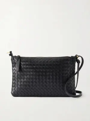 Bottega Veneta Gemellini Intrecciato Leather Shoulder Bag - Black