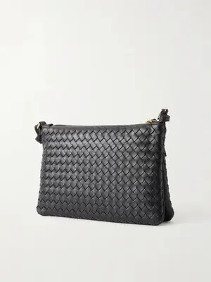 Bottega Veneta Gemellini Intrecciato Leather Shoulder Bag - Black