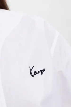 Kenzo Cropped Short Sleeve Shirt With Embroidered Logo